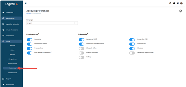 Preferences and interests | User Accounts - Logitell Support